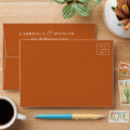 Simple Modern Burnt Orange Wedding Envelope | Zazzle