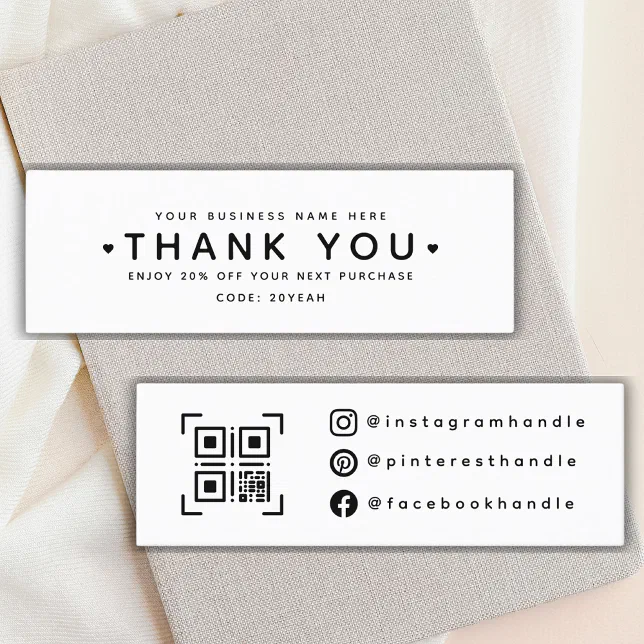Simple Modern Business Thank You QR Code Socials Mini Business Card ...