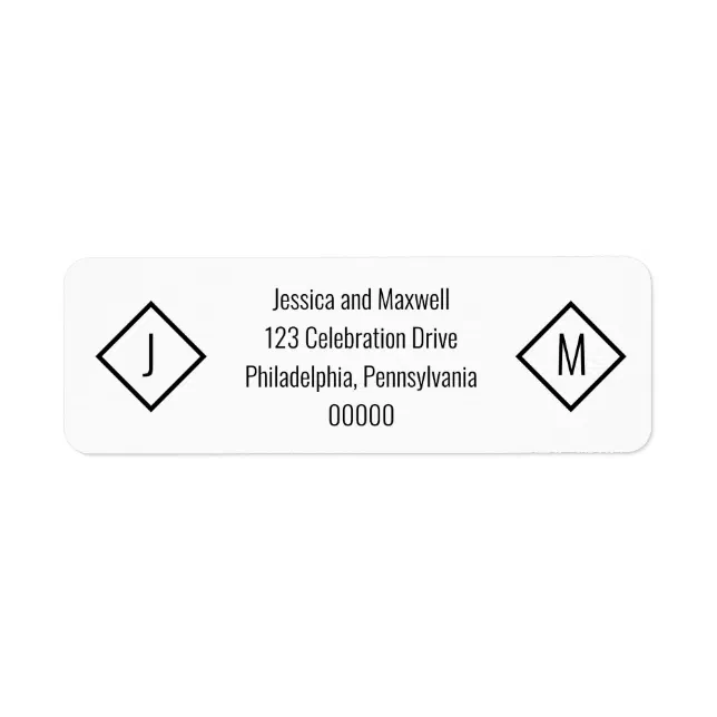 Simple Modern BW Diamond Wedding Geometric Label | Zazzle
