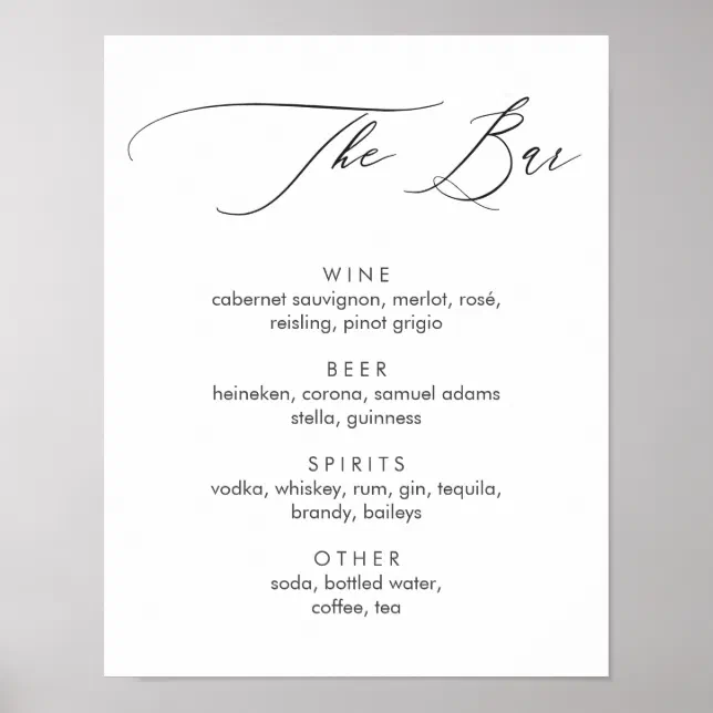 Simple Modern Calligraphy Bar Menu Sign | Zazzle