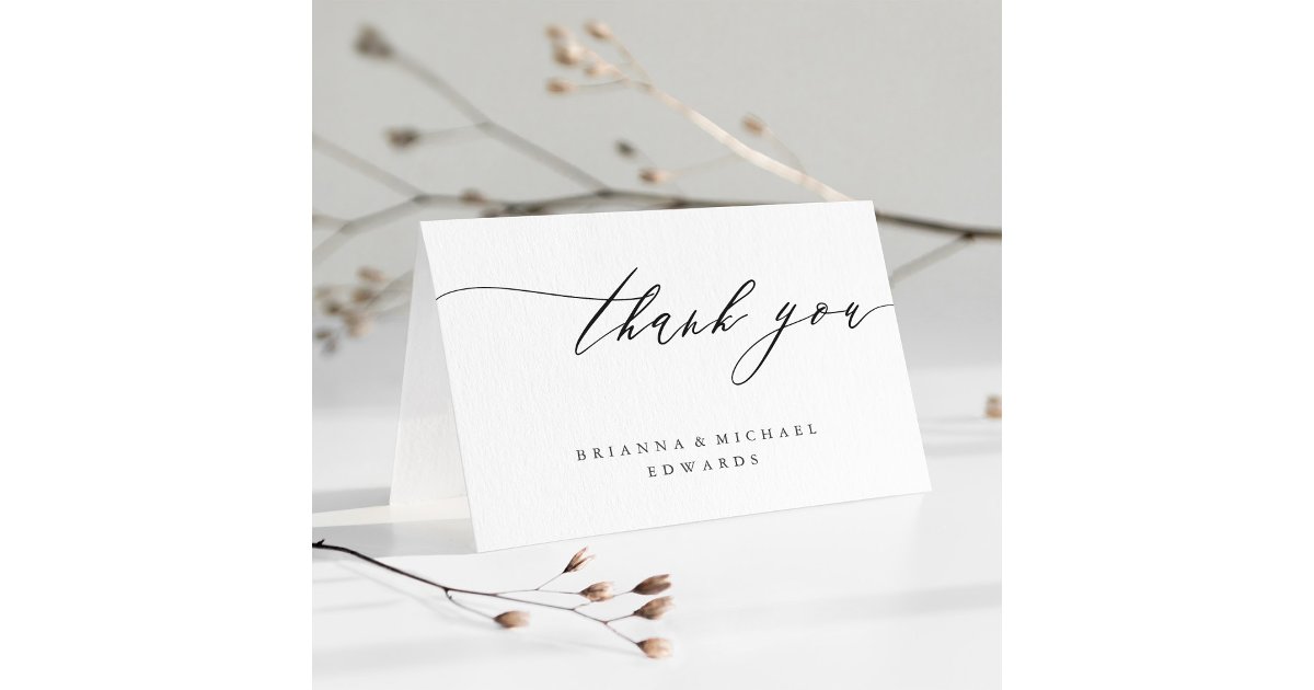 Simple Modern Calligraphy Folded Thank You Card | Zazzle