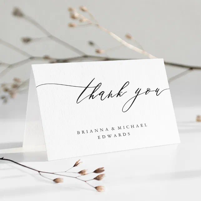 Simple Modern Calligraphy Folded Thank You Card | Zazzle