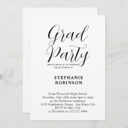 Simple Modern Calligraphy Graduation Party Invitation | Zazzle