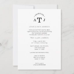 Simple Modern Calligraphy Photo Graduate Initials Invitation | Zazzle