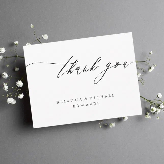 Simple Modern Calligraphy Thank You Card | Zazzle
