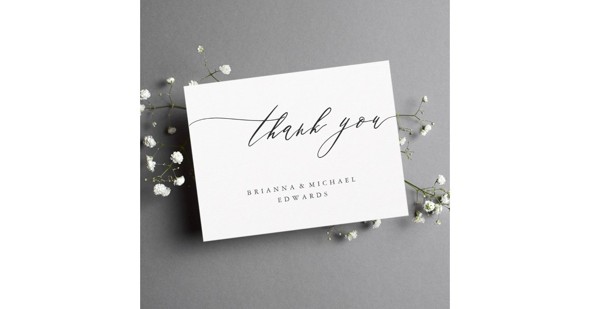Simple Modern Calligraphy Thank You Card | Zazzle