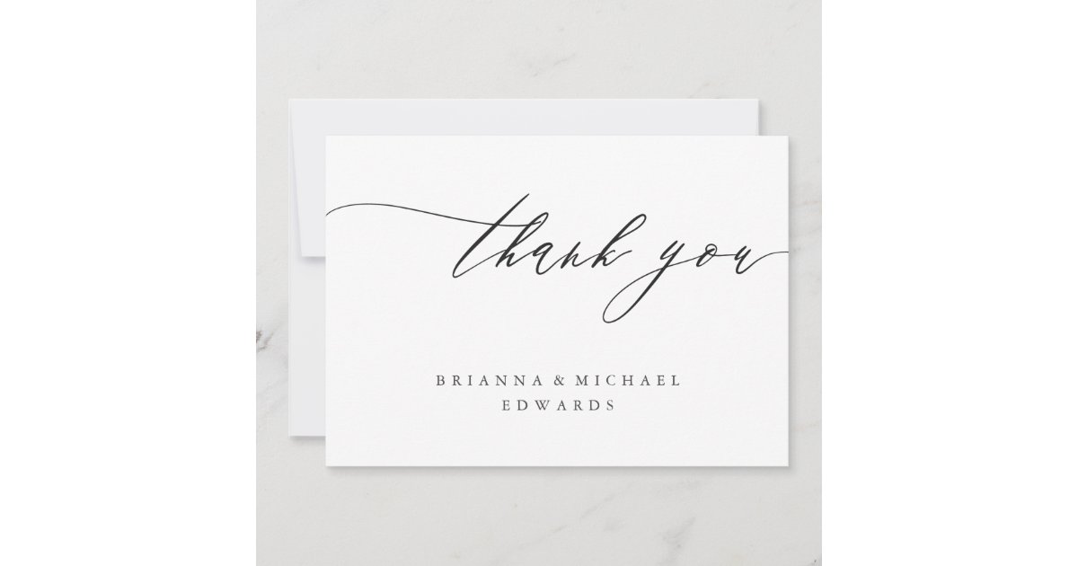 Simple Modern Calligraphy Thank You Card | Zazzle