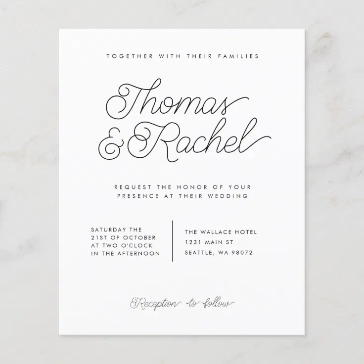 Simple Modern Calligraphy Wedding Invitation | Zazzle