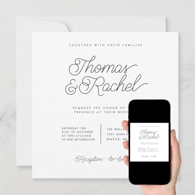 Simple Modern Calligraphy Wedding Invitation | Zazzle