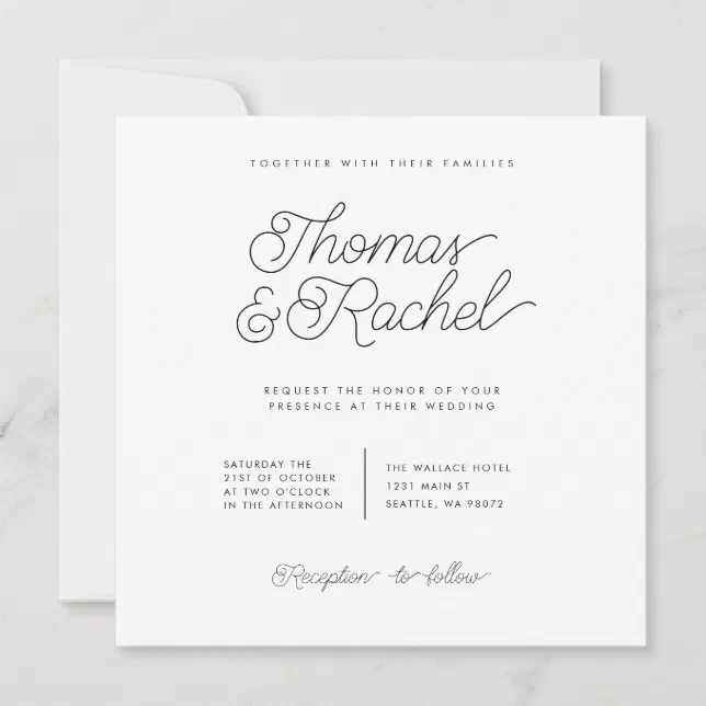 Simple Modern Calligraphy Wedding Invitation | Zazzle