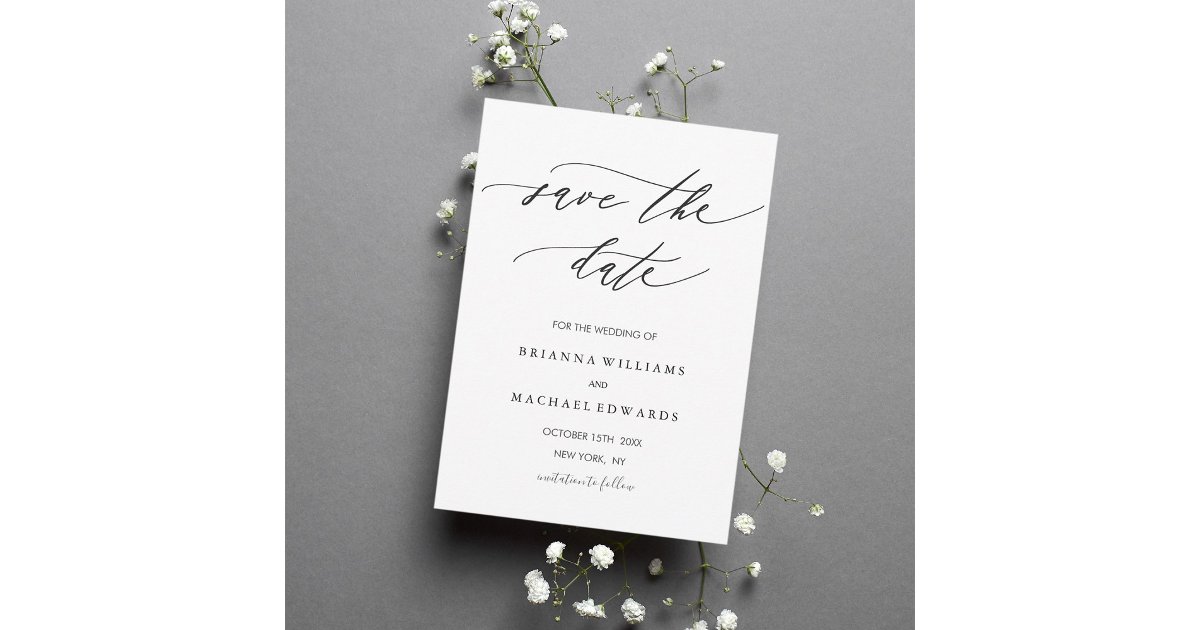 Simple Modern Calligraphy Wedding Save the Date | Zazzle