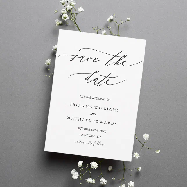 Simple Modern Calligraphy Wedding Save the Date | Zazzle