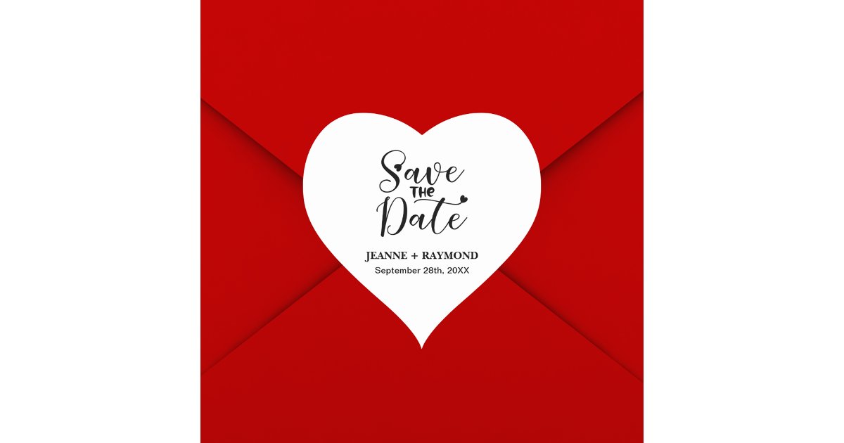Simple Modern Calligraphy Wedding Save the Date Heart Sticker | Zazzle