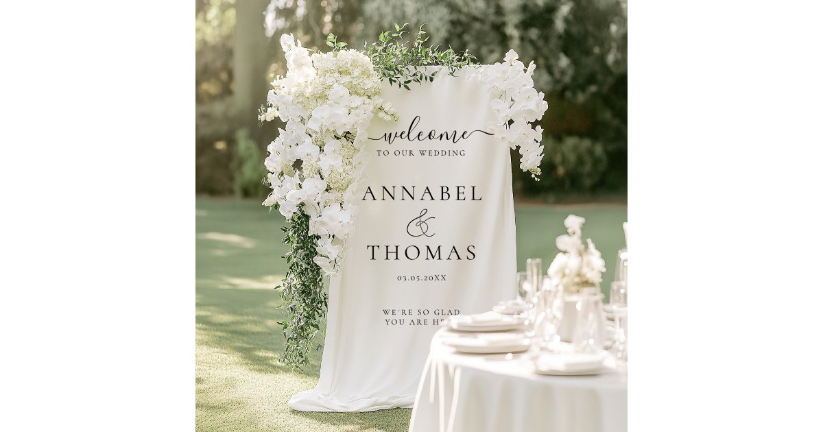 Simple Modern Calligraphy "Welcome" Wedding Banner | Zazzle