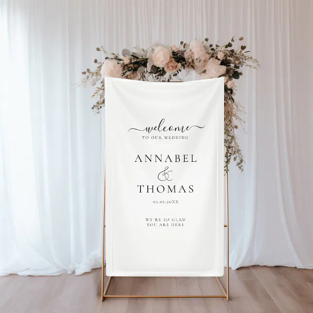 Simple Modern Calligraphy "Welcome" Wedding Banner | Zazzle
