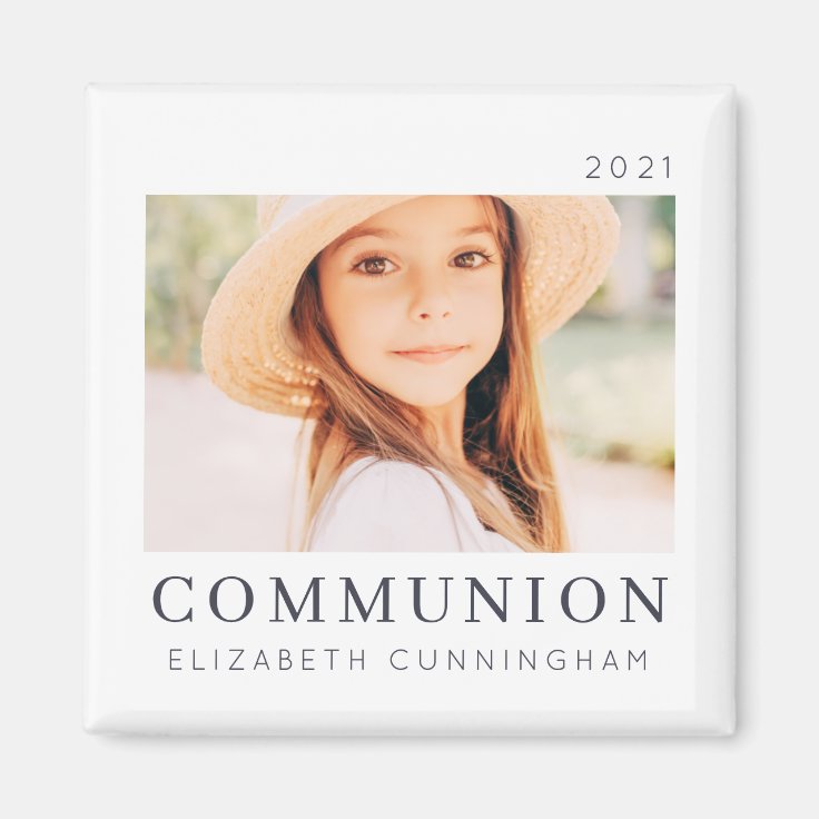 Simple Modern Chic Custom First Communion Photo Magnet | Zazzle