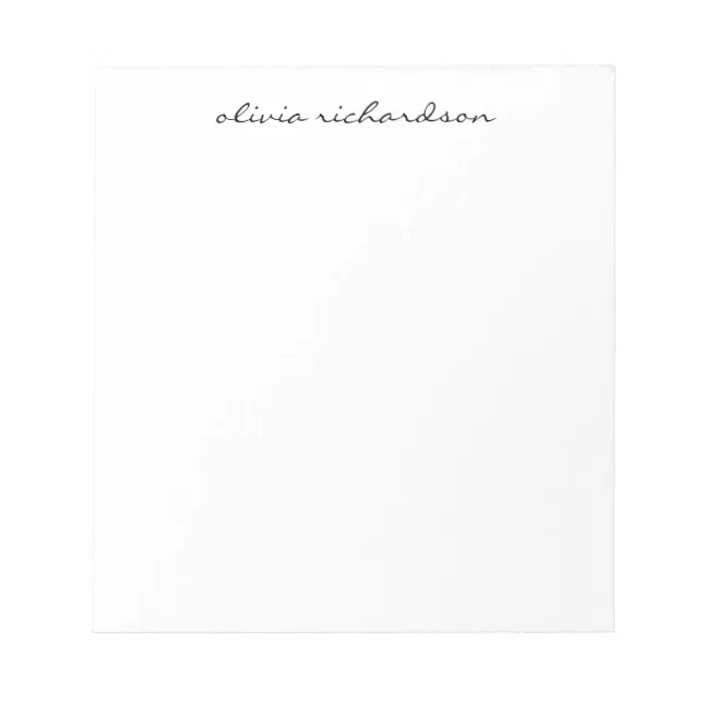 Simple Modern Chic Handwritten Professional Script Notepad | Zazzle