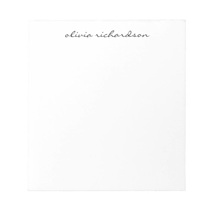 Simple Modern Chic Handwritten Professional Script Notepad | Zazzle.com