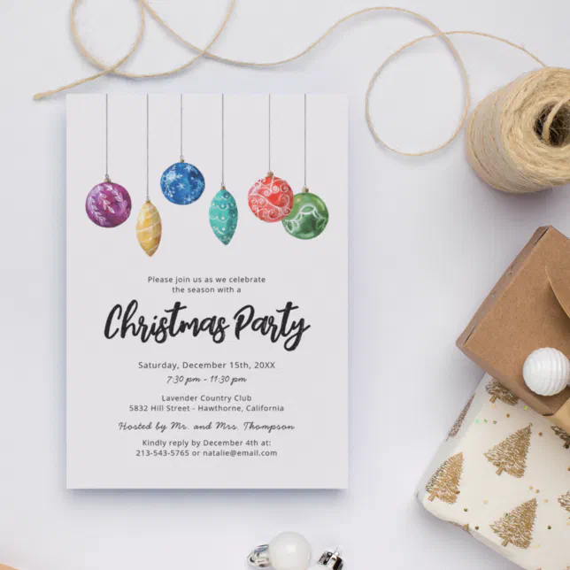 Simple Modern Christmas Party Invitation | Zazzle