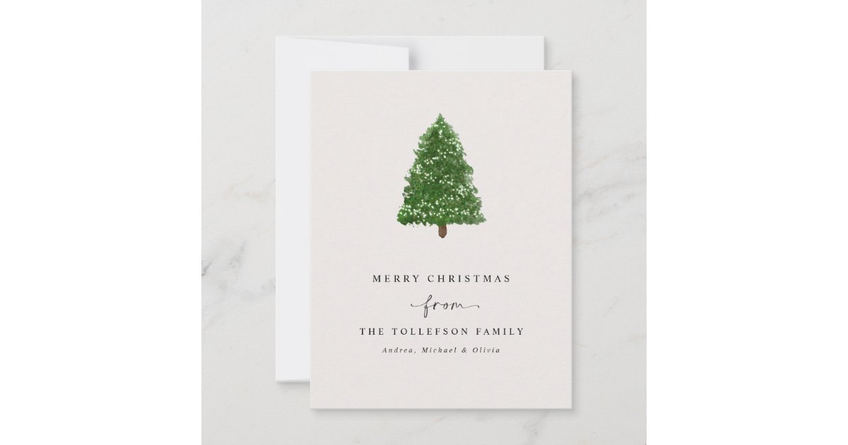 Simple Modern Christmas Tree Non Photo Holiday Card | Zazzle