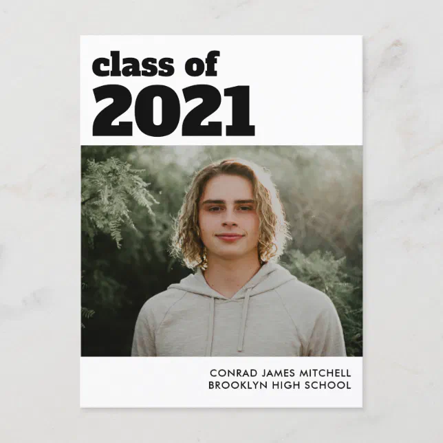 Simple Modern Class of Graduate Graduation Photo Announcement Postcard ...