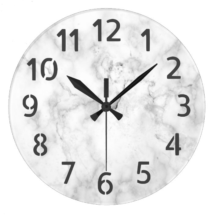 Simple Modern Classic White Faux Marble Large Clock | Zazzle.com