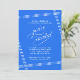 Simple Modern Cobalt Blue Birthday Party Invitation | Zazzle