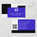 Simple Modern Color Block Blue, Black and White Business Card | Zazzle