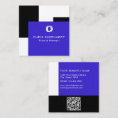 Simple Modern Color Block Blue, Black and White Square Business Card ...