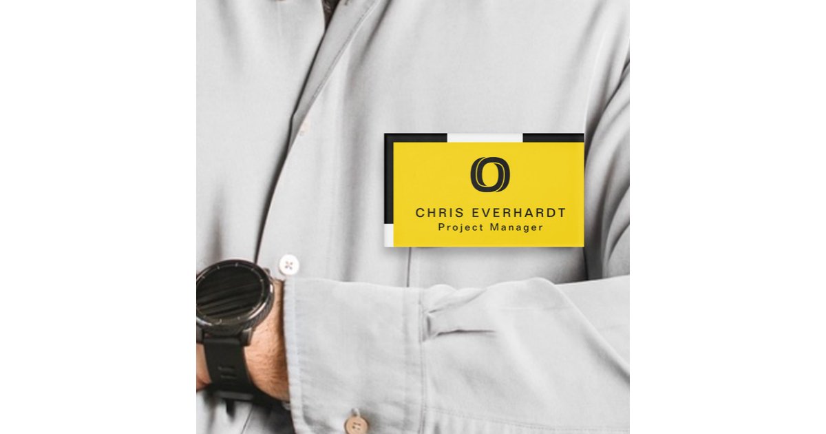 Simple Modern Color Block Yellow White and Black Name Tag | Zazzle