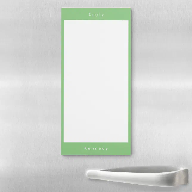 Simple Modern Color Names Custom Green Magnetic Notepad | Zazzle