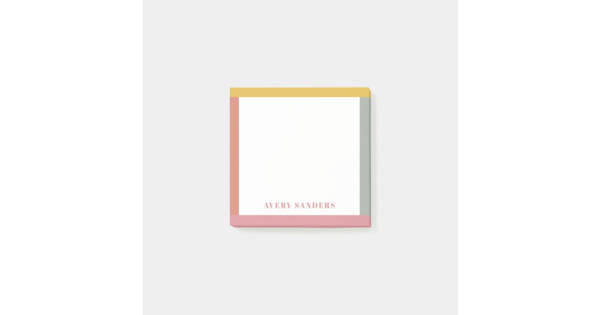 Simple Modern Colorful Border Name Post-it Notes | Zazzle