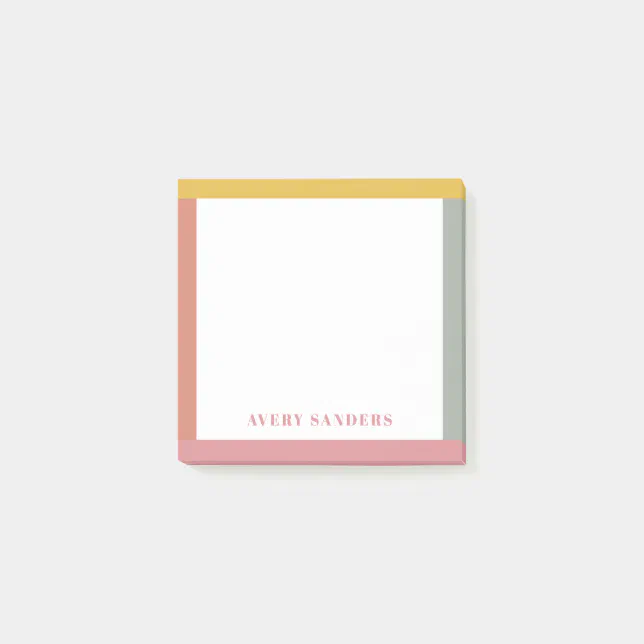 Simple Modern Colorful Border Name Post-it Notes | Zazzle