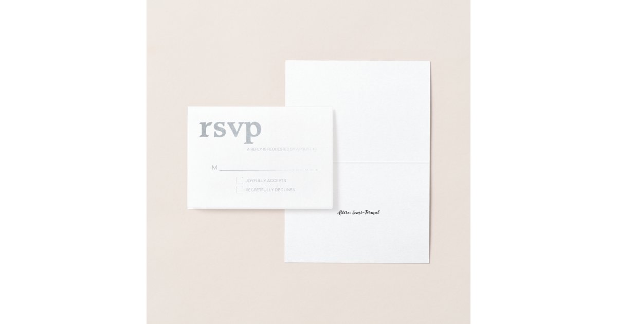 Simple Modern contemporary event RSVP Foil Card | Zazzle