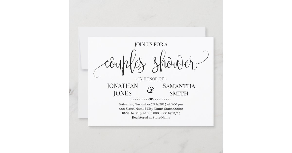 Simple Modern Couples Shower Minimalist Wedding Invitation | Zazzle