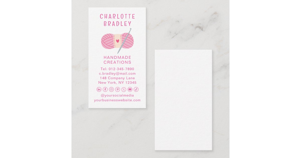 Simple Modern Crochet Handmade Crocheting Business Card | Zazzle