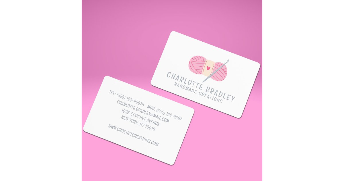 Simple Modern Crochet Handmade Crocheting Business Card | Zazzle