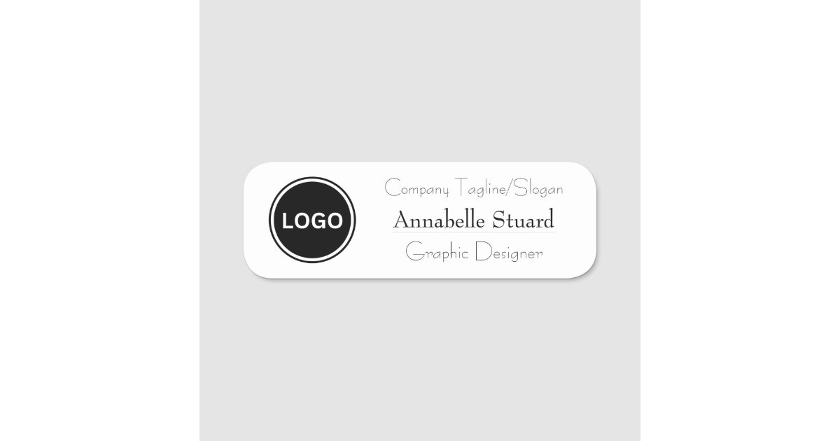 Simple modern custom logo employee position magnet name tag | Zazzle