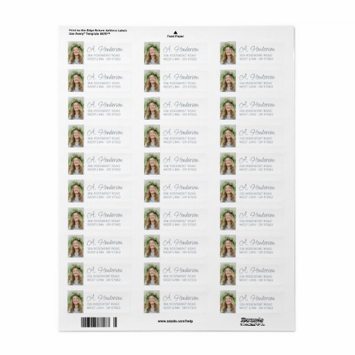 Simple Modern Custom Photo Return Address Label | Zazzle