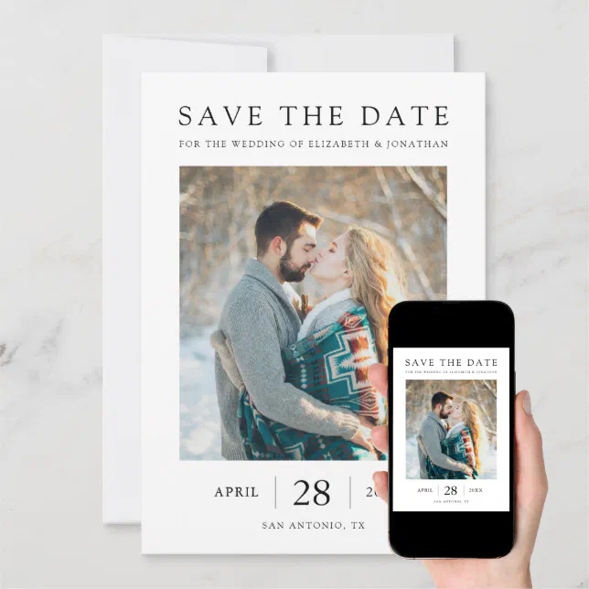 Simple Modern Custom Photo Save the Date Invite | Zazzle
