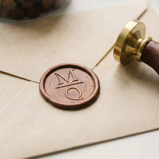 Simple Modern Custom Stack Two Monogram Initials Wax Seal Stamp | Zazzle