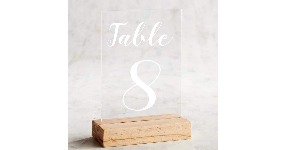 Simple Modern Cute Table Number Acrylic Sign | Zazzle