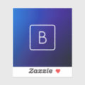 Simple Modern Dark Blue Ombre Gradient & Monogram Sticker | Zazzle