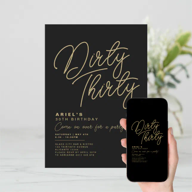 Simple Modern Dirty Thirty Birthday Invitation | Zazzle
