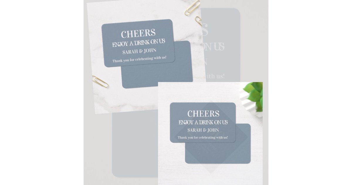 Simple Modern Dusty Blue Wedding Drink Ticket | Zazzle