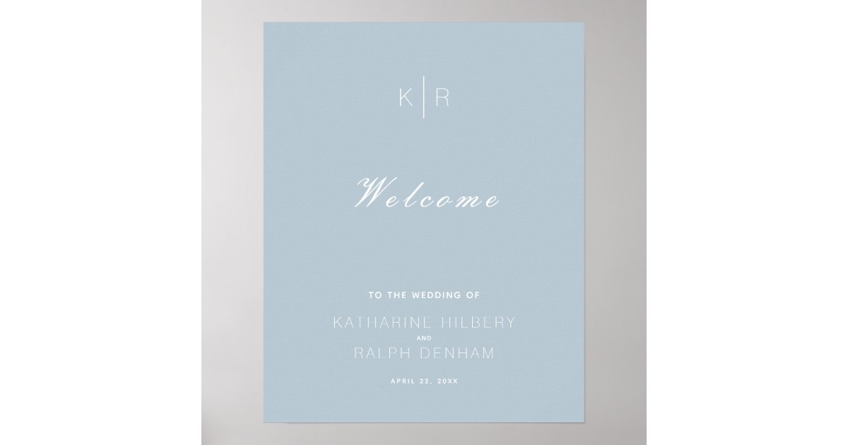 Simple Modern Dusty Blue Wedding Welcome Poster | Zazzle