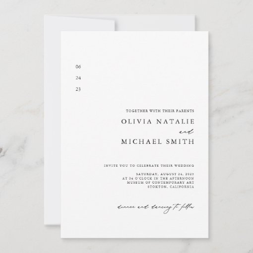 Simple Modern Elegant All In One QR Code Wedding Invitation | Zazzle