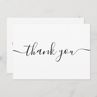 Simple Modern Elegant Black Script Thank You Card | Zazzle