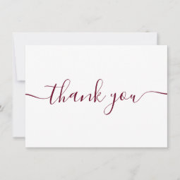 Simple Modern Elegant Burgundy Script Thank You Card | Zazzle