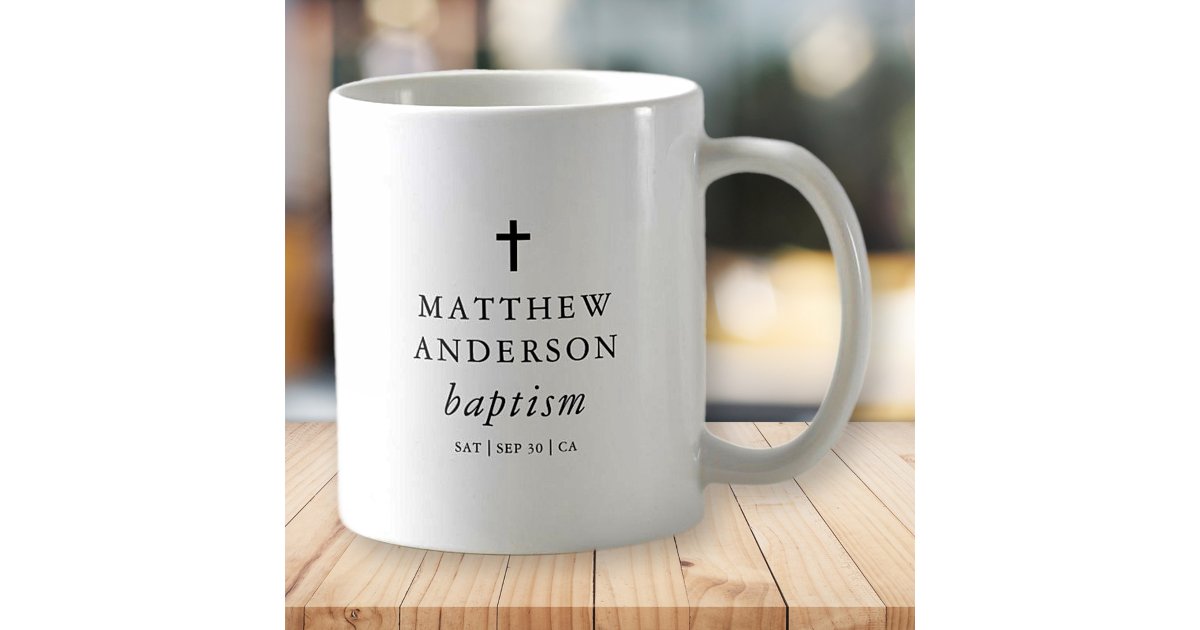 Simple Modern Elegant Cross Baby Baptism Coffee Mug | Zazzle